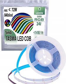 Led pásek Cob barevná linka Rgb 24V 840diod 14,4w/m neonový úsek role 5 m