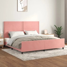 Rám postele s čelem růžový 200x200 cm samet,  3125719