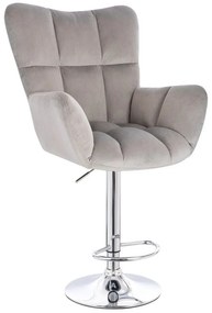 LuxuryForm DESIGN Barové křeslo AURORA VELUR na stříbrné kulaté podstavě - světle šedé