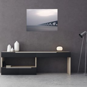 Skleněný obraz mostu v mlze (70x50 cm)
