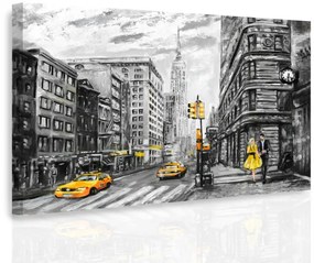 Obraz New York malovaný Yellow Velikost (šířka x výška): 90x60 cm