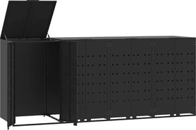Box na 4 popelnice černý 276 x 79 x 117 cm ocel 3279979
