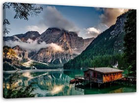 Obraz na plátně Rekreační dům Mountain Lake Prags - 60x40 cm