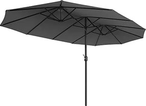 Dvojitý slunečník 460 × 270 cm, extra velký zahradní slunečník, UPF 50+, šedý