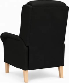 křeslo relaxační, odpočinkové, ušák, dřevo/textil, 101x95x75 cm, přírodní/černá, Dekorino KR20260036