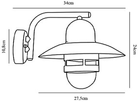 Nordlux 24981030 Nibe, venkovní nástěnné svítidlo, 1x60W, kov, měděná, IP54, průměr 34cm