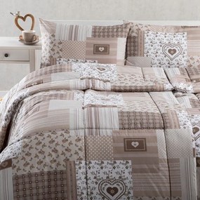 Letní sada peřiny a polštáře PATCHWORK, béžová