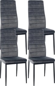 Sada 4 jídelních židlí Mayfair samet – šedá