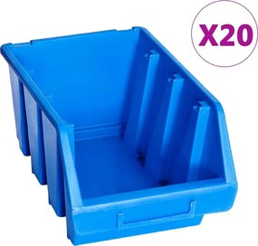 vidaXL Stohovatelné úložné zásobníky 20 ks modré plast [146285]