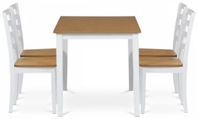 Jídelní set 1+4 stůl 120x75 židle bílý + dub, masivní nohy, VESPA OAK