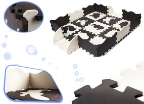 Kontrastní pěnové puzzle 30x30 cm, 25 ks černá, krémová
