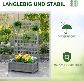 Outsunny Vyvýšená zahradní bedýnka s treláží – Dřevěná treláž s podporou pro popínavé rostliny, 64 x 28 x 120 cm