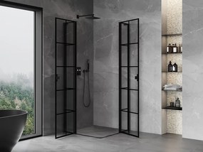 Mexen, Mexen Mist L Duo výklopný sprchový kout 100 x 100 cm, černá mřížka - 8A4L-100L-100P-70-77