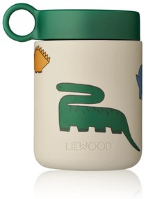 LIEWOOD Termoska na jídlo Kian Dinosaurus 250 ml, zelená barva, kov