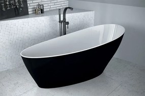 Besco Volně stojící vana z litého mramoru Keya BW 165x70 Barva: Bílá/černá, Rozměry (cm): 163,5x70,5, Typ a barva výpustě: Click-Clack standard, chrom