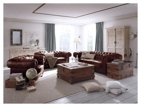 Massive home | Masivní křeslo Chesterfield z pravé kůže - červené