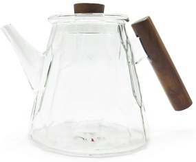Skleněná konvice s dřevěnou rukojetí Knut, 1,4 l – s texturovaným sklem