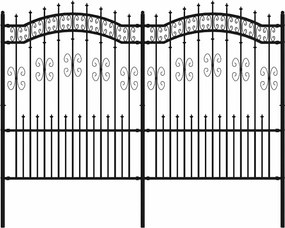 Zahradní plot KAMPEN s kopím nahoře černý 240 x 150 cm ocelový 151087