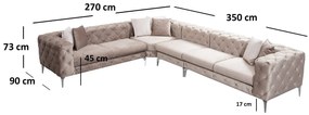 Designová rohová sedačka Rococo béžová - levá