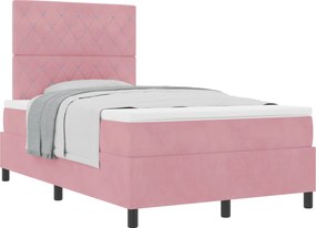 Postel s boxspringem s matrací s čelo Růžová 120 x 200 cm samet 3339763