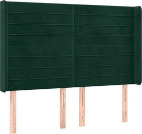 Box spring postel s matrací a LED tmavě zelená 140x200 cm samet 3139628