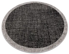 Dywany Luszczow Kusový koberec kulatý SISAL FLOORLUX 20401 Rám, černý, stříbrný Rozměr koberce: 160 cm KRUH