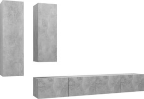 4dílný set TV skříněk betonově šedý kompozitní dřevo 3079153