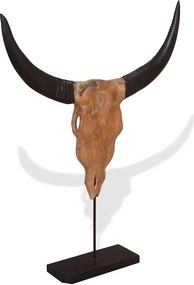 Socha býčí lebky z teakového dřeva 66x15x88 cm 244566