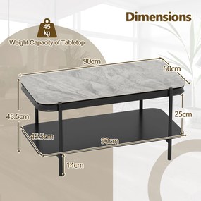 Costway Obdélníkový konferenční stolek Moderní Accent Table Grey