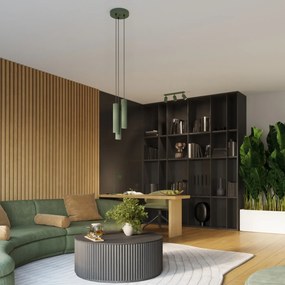 Sollux Lighting Závěsné svítidlo KARBON 3P olivově zelené