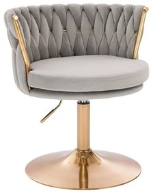 LuxuryForm DESIGN Otočná židle LYON VELUR na zlatém talíři - světle šedá