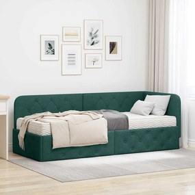 Rohový rám postele Tmavě zelená 80 x 200 cm textil 3394033