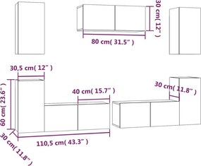 vidaXL 7dílný set TV skříněk kompozitní dřevo [3114302] Barva: kouřový dub