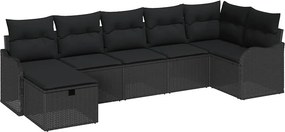 Set pohovek 7 ks 7-Počet míst Černá polyratan 3359002
