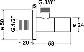 Sapho rohový ventil s rozetou kulatý 1/2 x 3/8 bílá SL014