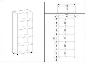 Vysoká skříň SimpleOffice 80 x 40 x 180 cm