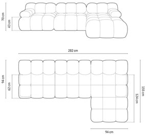 Zelená modulární rohová pohovka z textilie bouclé (pravý roh) Bellis – Micadoni Home