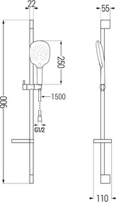 Mexen sprchový set DS22, černá, 785224583-70