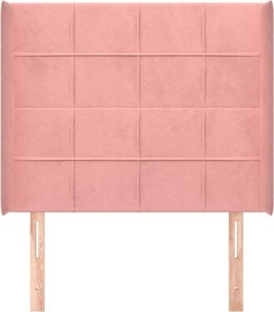Čelo postele typu ušák růžové 93x16x118/128 cm samet 3119621