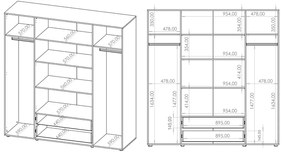 MAXIONE k | šatní skříň SZ4D2SZ MX-13 se zrcadly | 197,6 cm | kašmír