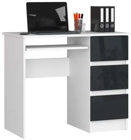 Počítačový stůl A-6 pravá bílá/grafit lesk