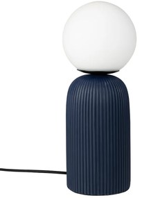 OnaDnes -20% Bílá skleněná stolní lampa ZUIVER DASH s modrou keramickou podstavou