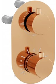 Mexen Kai termostatická vanová-sprchová baterie 3-výstupová, růžové zlato - 77602-60
