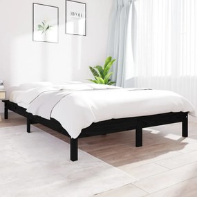 Rám postele černý 200 x 200 cm masivní borovice,  820565