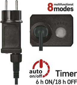 EMOS LED vánoční řetěz 24m, venkovní i vnitřní studená bílá, časovač D4AC25
