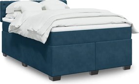 Box spring postel s matrací modrá 160 x 200 cm samet 3286364
