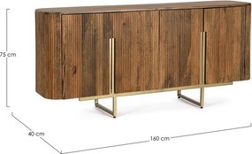 Komoda z mangového dřeva ve zlaté barvě/v přírodní barvě 160x75x40 cm Vilas – Bizzotto