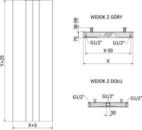 Mexen Line VS20SL deskový radiátor 1600 x 400 mm, dolní středové připojení, 794 W, bílý - W6VS20SL-160-040-00