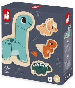 Janod Dřevěné vkládací puzzle Dinosauři 4v1 Dino