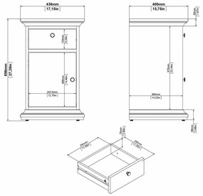Noční stolek Provence II, bílá